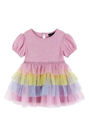 Andy & Evan Puff Sleeve Tiered Dress With Bloomers