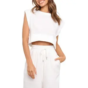 PETAL & PUP Whitley Padded Shoulder Crop Top