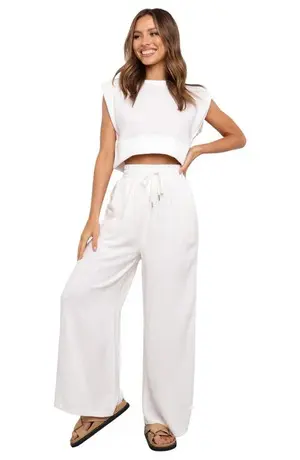 PETAL & PUP Whitley Padded Shoulder Crop Top