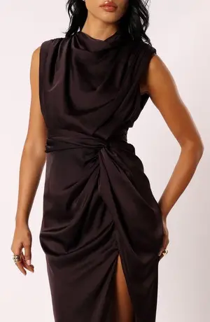 PETAL & PUP Dina Sleeveless Satin Midi Dress