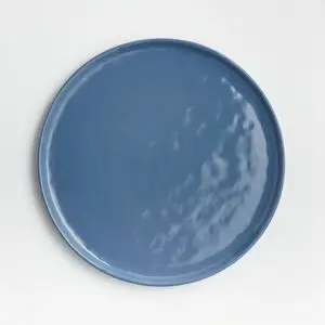 Crate & Barrel Mercer Denim Round Porcelain Dinner Plate - Blue