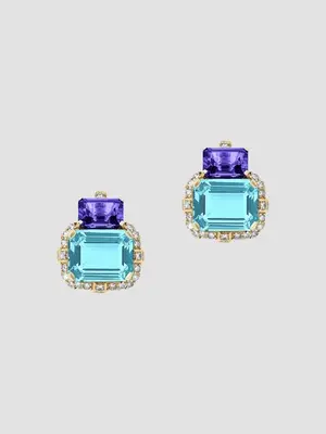 Goshwara Gossip 18k Yellow Gold, 0.42 Tcw Diamond & Multi-stone Stud Earrings - Blue