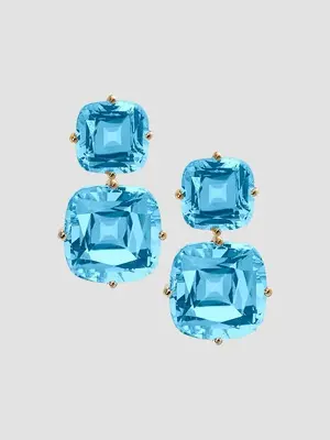 Goshwara Gossip 18k Yellow Gold & Topaz Drop Earrings - Blue