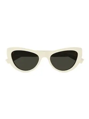 Saint Laurent Script 53mm Cat-eye Sunglasses Ivory Dark Grey