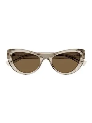 Saint Laurent Script 53mm Cat-eye Sunglasses Translucent Beige Brown