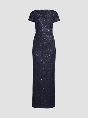 Shani Sequined Illusion-neck Gown