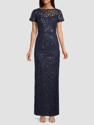 Shani Sequined Illusion-neck Gown