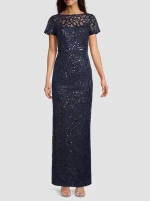 Shani Sequined Illusion-neck Gown