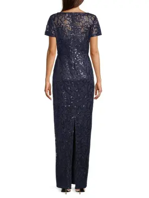 Shani Sequined Illusion-neck Gown
