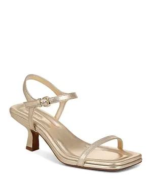Vince Coco Square Toe Kitten Heel Sandals - Gold