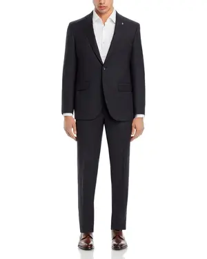 JACK VICTOR Napoli Tonal Micro Check Regular Fit Suit - Charcoal