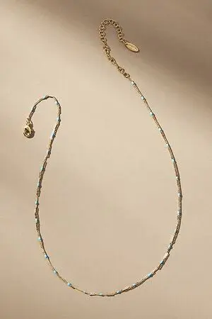 Anthropologie By Anthropologie Delicate Bead Necklace Aqua