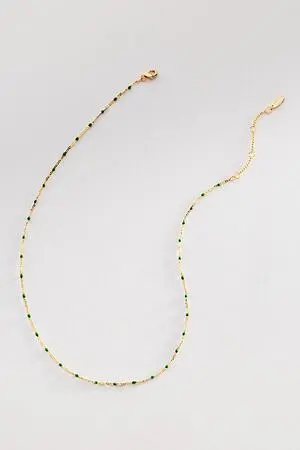 Anthropologie Delicate Bead Necklace - Green
