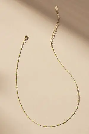 Anthropologie By Anthropologie Delicate Bead Necklace Lime