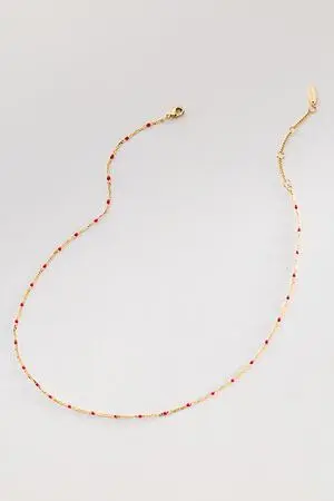 Anthropologie Delicate Bead Necklace - Pink
