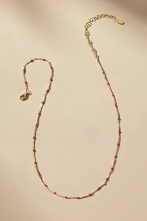 Anthropologie By Anthropologie Delicate Bead Necklace Red Berry