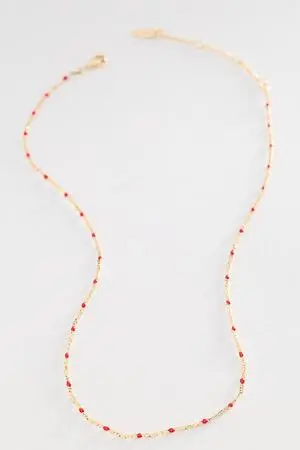 Anthropologie Delicate Bead Necklace - Red Pattern