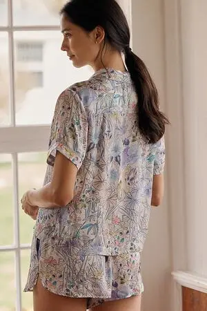 LYREBIRD Silky Pajama Top - Neutral Pattern