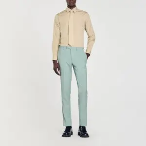Sandro Straight-fit Wool Suit Trousers - Light Green