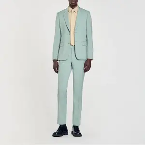 Sandro Straight-fit Wool Suit Trousers - Light Green