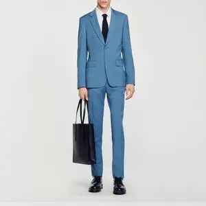 Sandro Wool Suit Jacket - Blue Grey