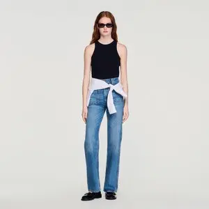 Sandro Embroidered Vest Top - Black