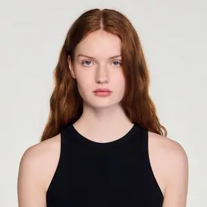 Sandro Embroidered Vest Top - Black