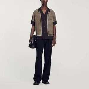 Sandro Short-sleeved Patterned Shirt Brown