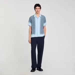 Sandro Short-sleeved Patterned Shirt Chambray