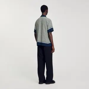 Sandro Short-sleeved Patterned Shirt - Dark Blue