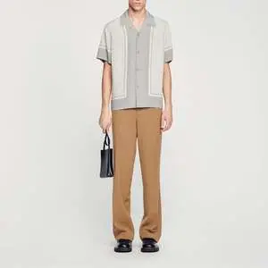 Sandro Short-sleeved Patterned Shirt - Ecru
