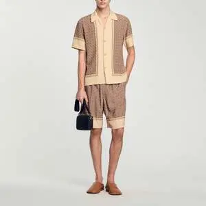 Sandro Short-sleeved Patterned Shirt Hazel
