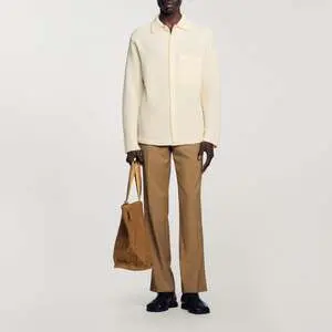 Sandro Oversized Knit Shirt Beige