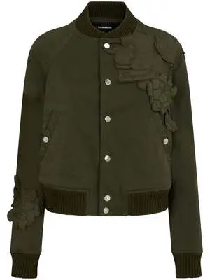 Dsquared2 Floral Appliqué Cotton Bomber Jacket