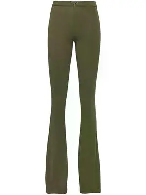 Prada Triangle-logo Flared Trousers - Green