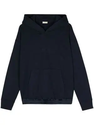 Saint Laurent Logo-embroidered Cotton Hoodie - Blue