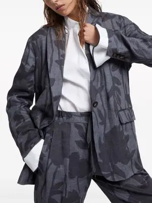 Brunello Cucinelli Linen Leaf Print Blazer