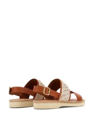 Hogan H660 Woven Raffia Leather Sandals