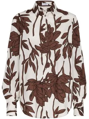 Brunello Cucinelli Floral Print Cotton Shirt - White