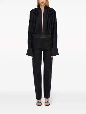 FERRAGAMO Kaftan Crinkle-effect Shirt - Black