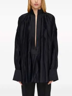 FERRAGAMO Kaftan Crinkle-effect Shirt - Black