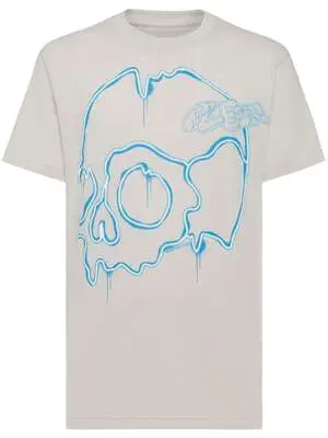 Philipp Plein Dripping Skull Graphic-print T-shirt - Neutrals