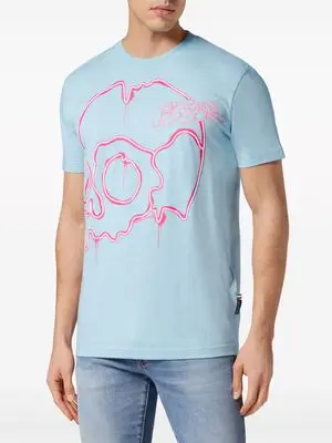 Philipp Plein Dripping Skull Graphic-print T-shirt - Blue