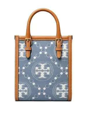 Tory Burch T Monogram Denim Tote Bag