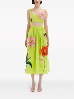 Oscar De La Renta Floral-appliqué Cropped Tank Top