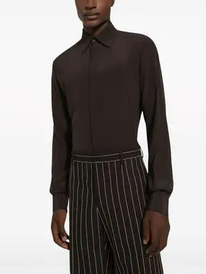 Dolce & Gabbana Long-sleeve Silk Shirt - Brown