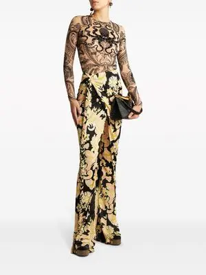 Etro Floral-print Sarong Skirt - Black