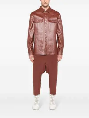 Rick Owens Coated Denim Shirt Jacket - Brown