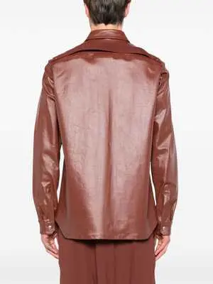 Rick Owens Coated Denim Shirt Jacket - Brown
