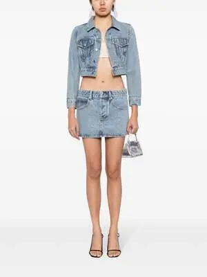 Alexander Wang Crystal-embellished Denim Mini Skirt - Blue